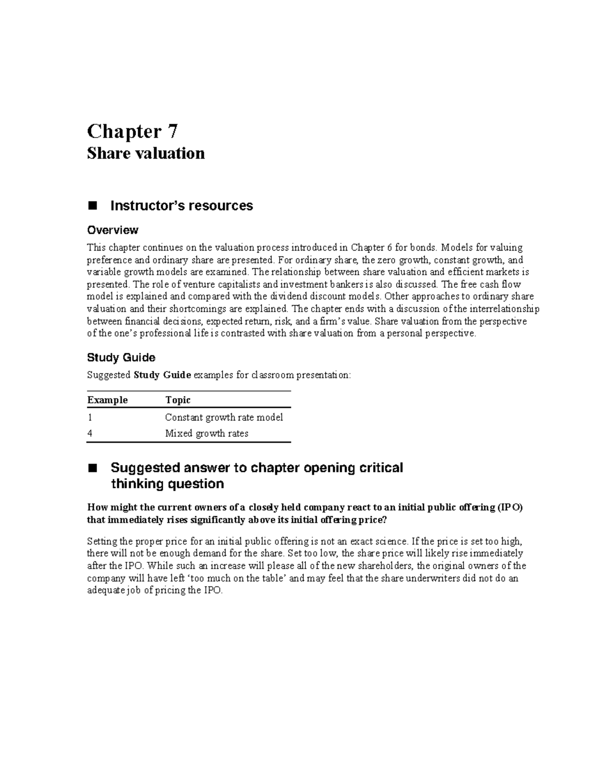 FIN2601-chapter 7 - Solutions to the textbook - Chapter 7 Share ...