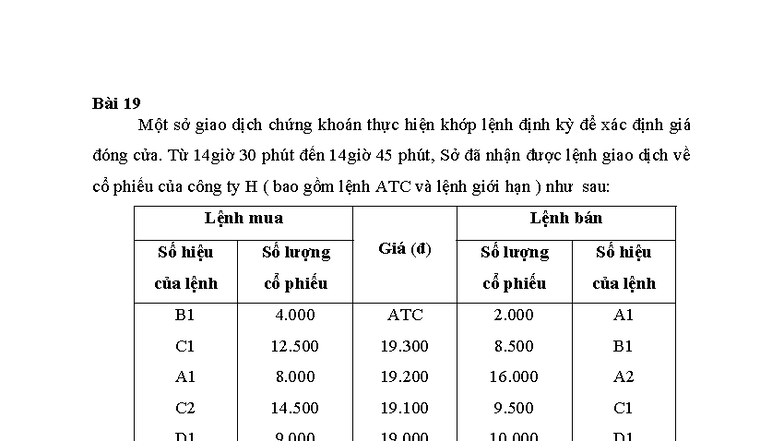Ôn tập TTTC - Tài chính tiền tệ: Khớp lệnh và Giá cổ phiếu - Studocu