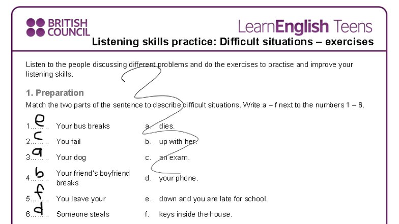 Difficult Situations Exercises: Listening Skills Practice - Studocu