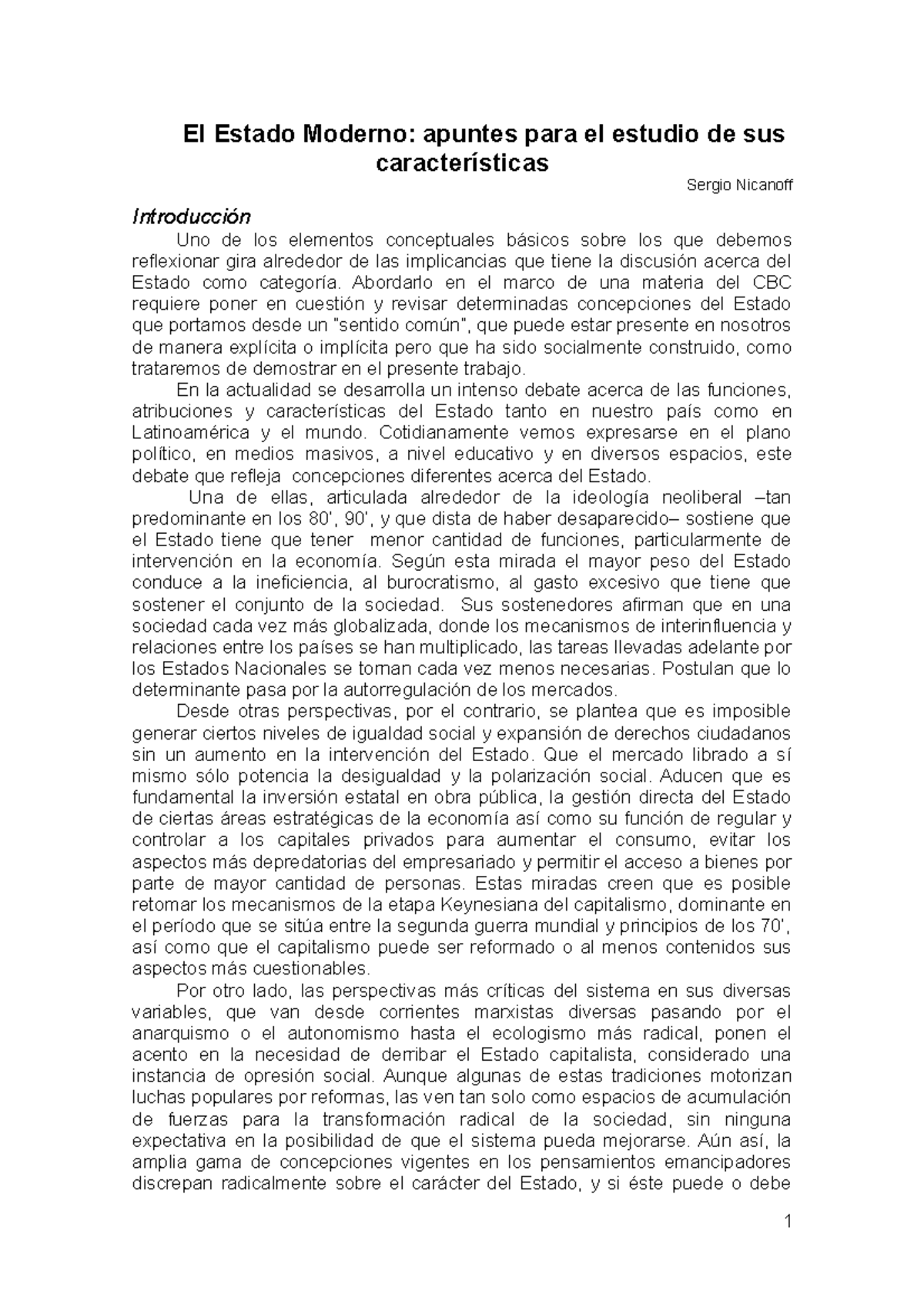 Resumen del Estado Moderno - Apuntes para el Estudio (CBC) - Studocu