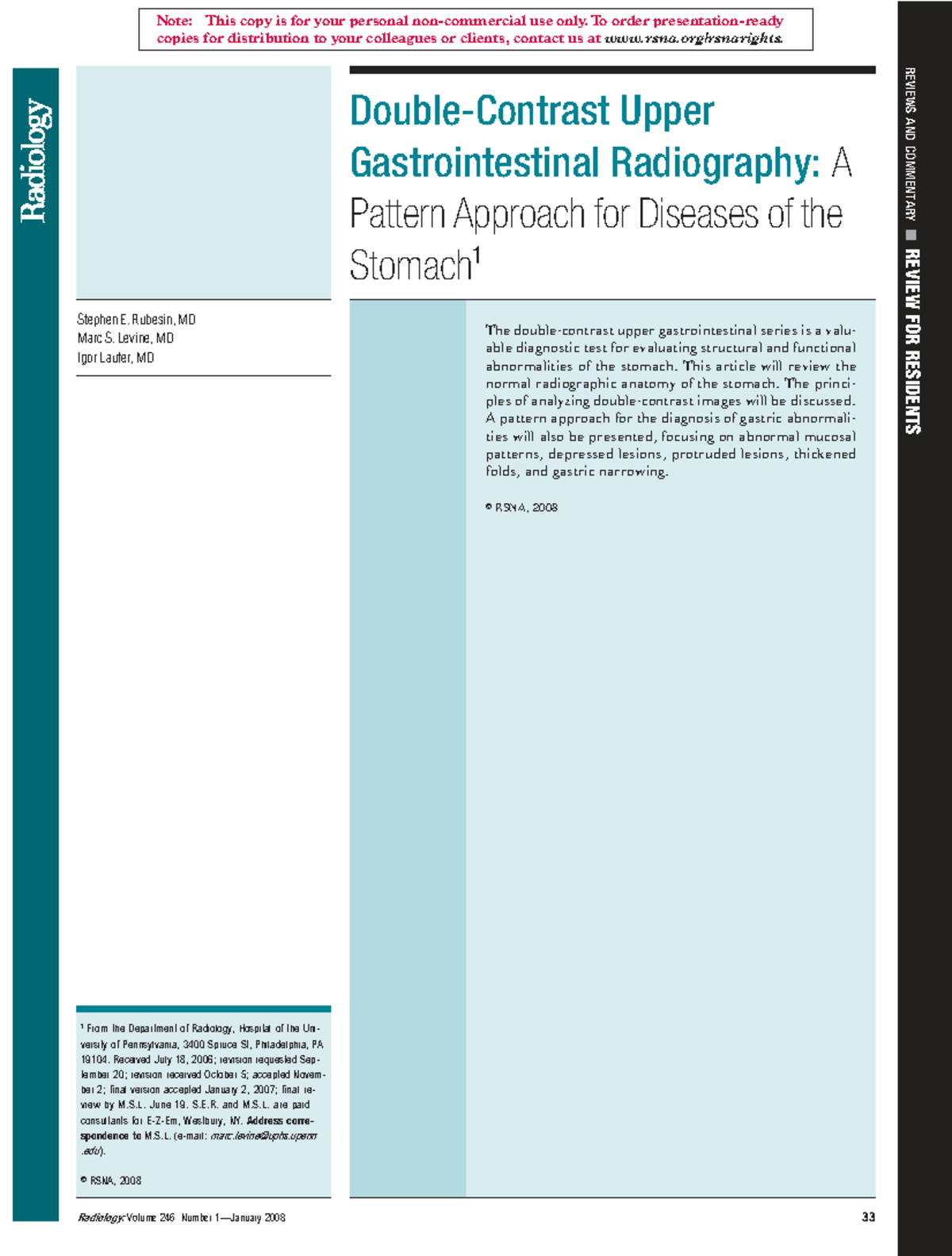 Double-Contrast Upper GI Radiography: Pattern Diagnosis of Stomach ...