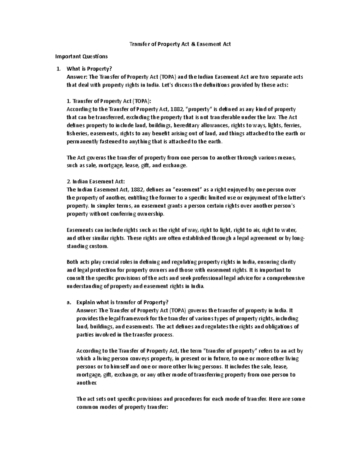 Transfer of Property Act: Movable vs. Immovable Property Analysis - Studocu