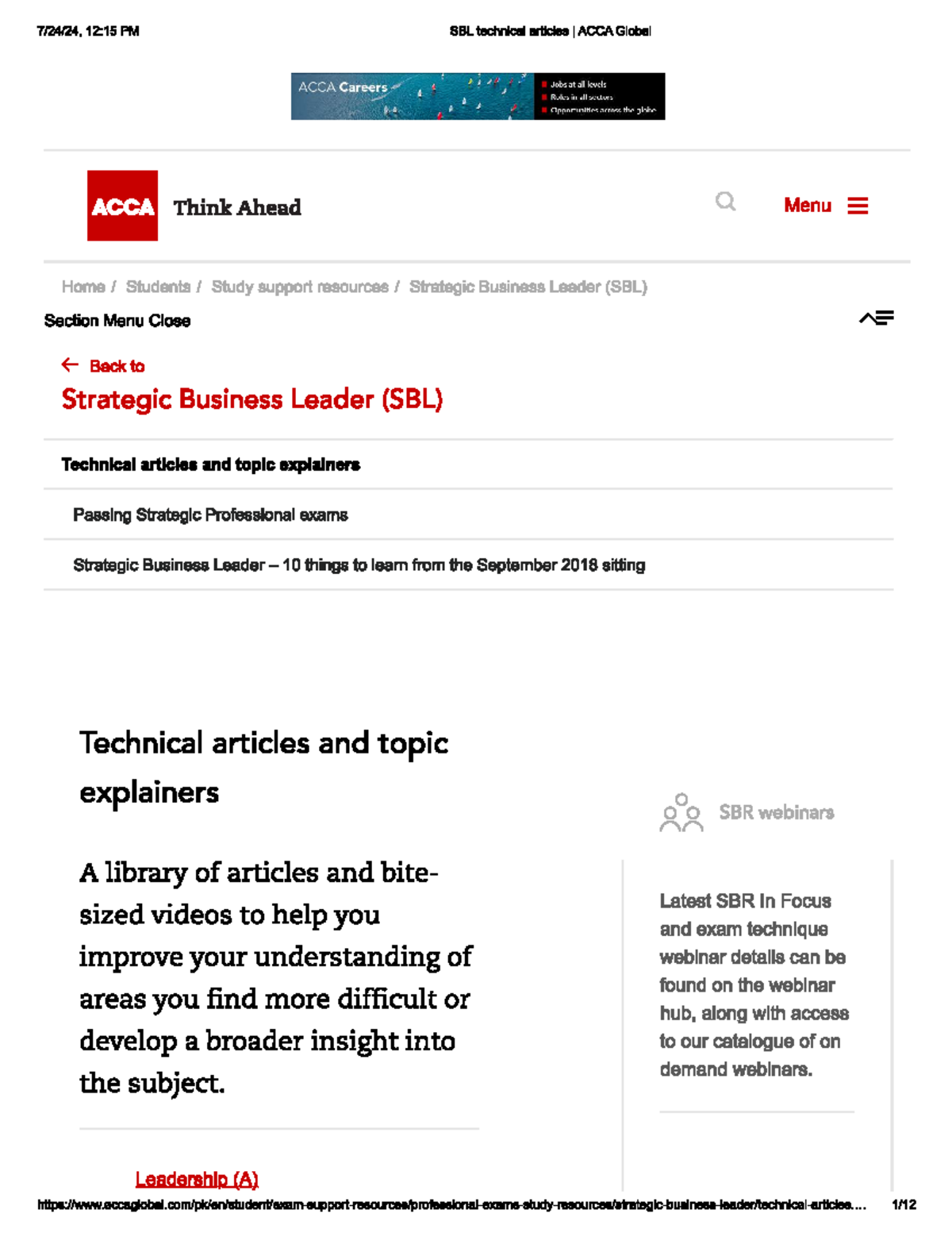 Technical Articles List - 12:15 PM SBL technical articles ACCA Global ACCA Careers Jobs at all ...