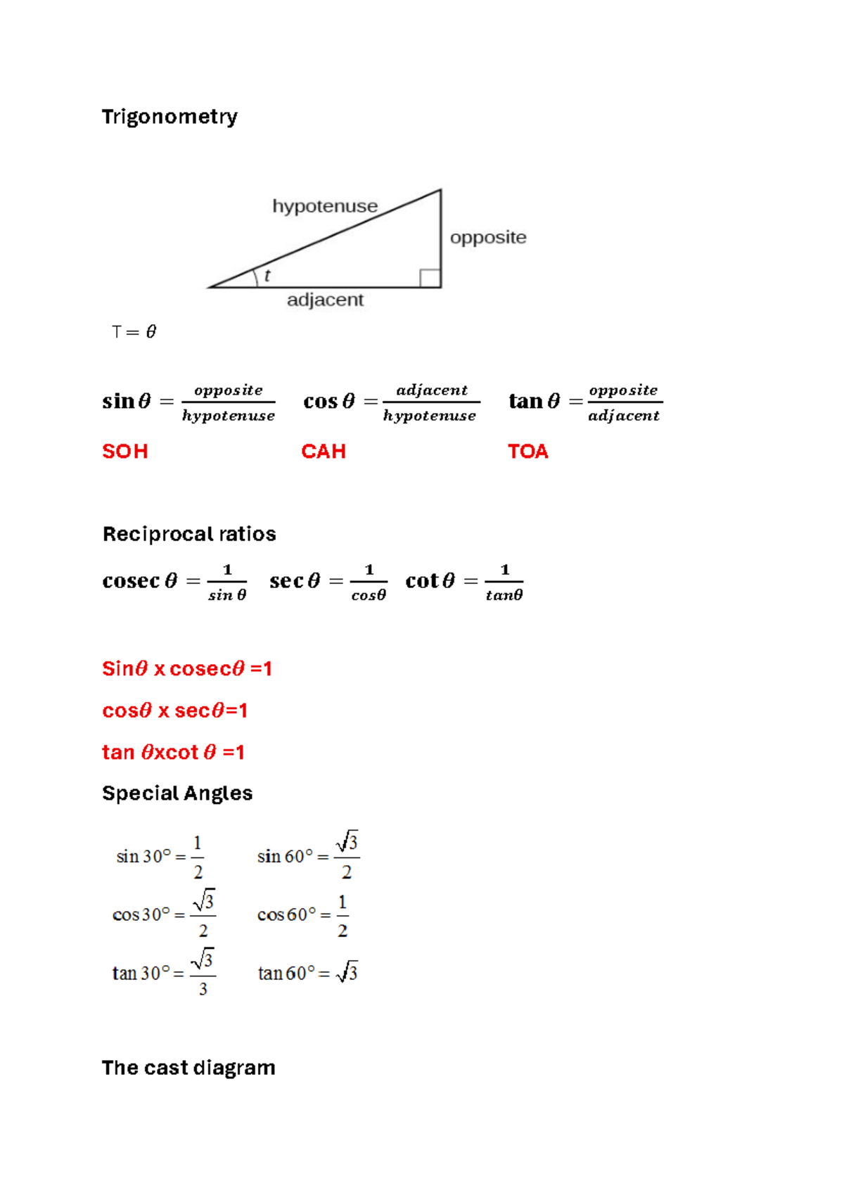 Trigonometry - trig - Trigonometry 𝐬𝐢𝐧 𝜽 = 𝒐𝒑𝒑𝒐𝒔𝒊𝒕𝒆 𝒉𝒚𝒑𝒐𝒕𝒆𝒏𝒖𝒔𝒆 𝐜𝐨𝐬 𝜽 = 𝒂𝒅𝒋𝒂𝒄𝒆𝒏𝒕 𝒉𝒚𝒑𝒐𝒕𝒆𝒏𝒖𝒔𝒆 𝐭𝐚𝐧 𝜽 ...