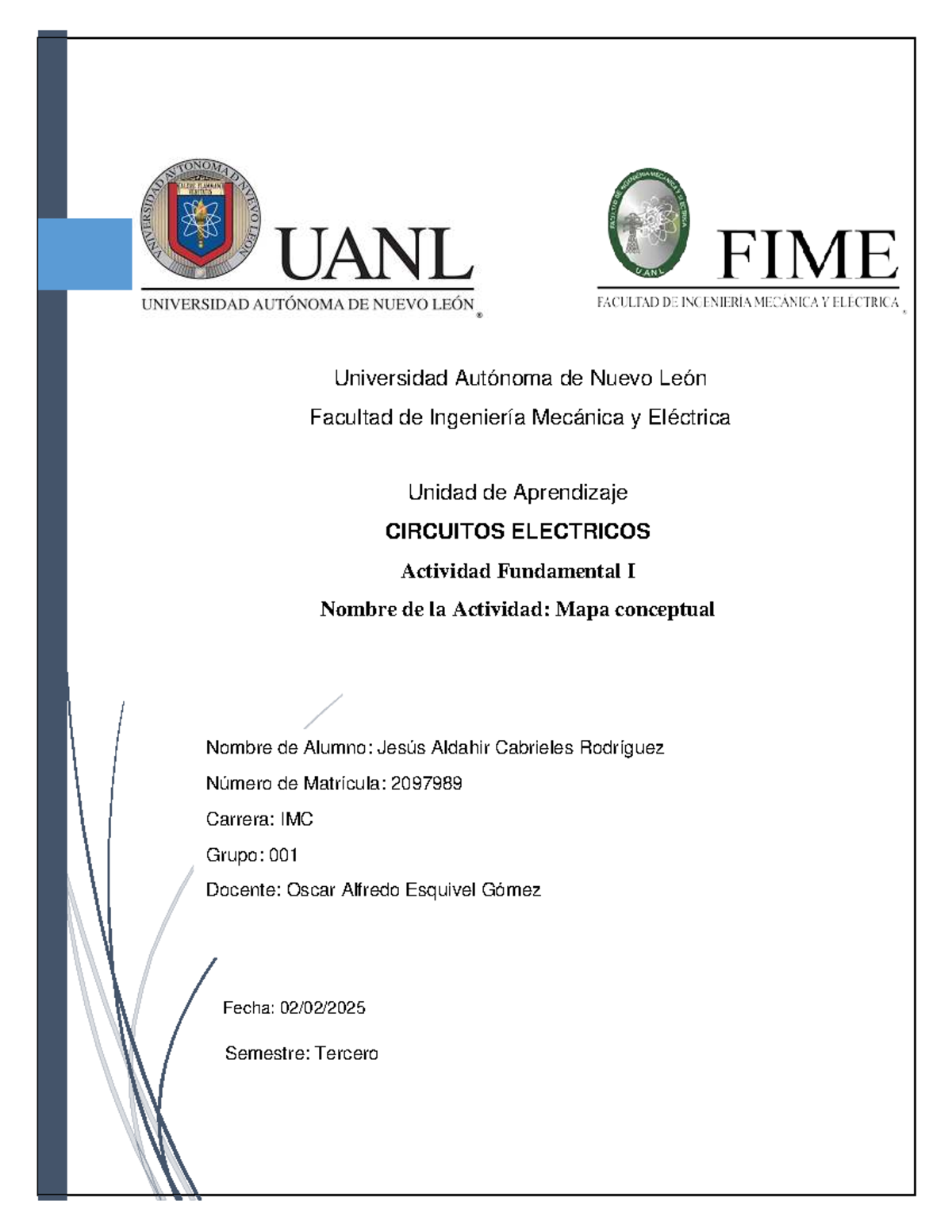 AF1 2097989 CE - Mapa conceptual de Circuitos Elestricos FIME - Fecha ...