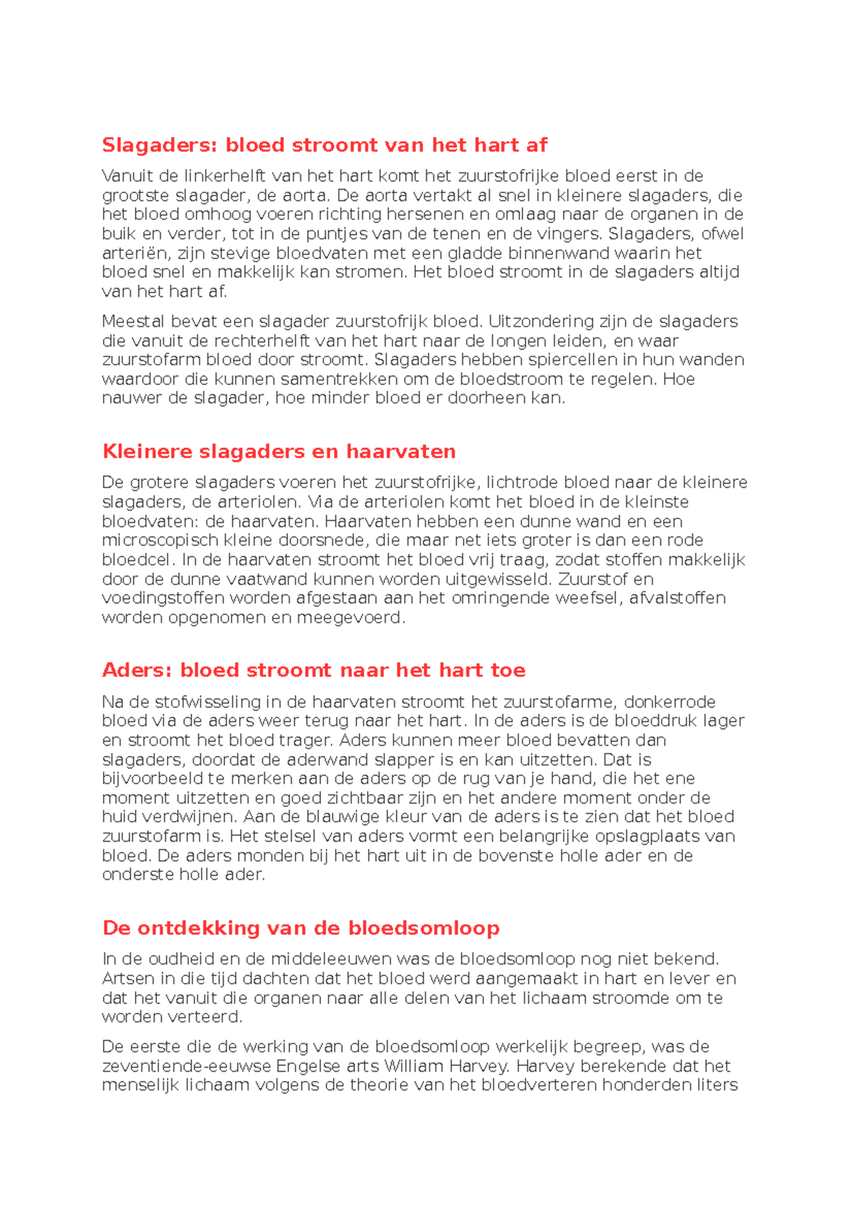 Uitleg over Slagaders en Aders: Bloedstroom en Ontdekking ...