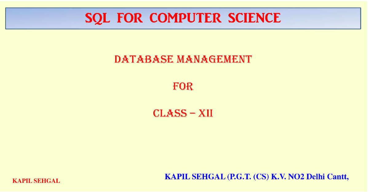 FULL Mysql Class 12 - Helpful notes for preparation of bca semester ...