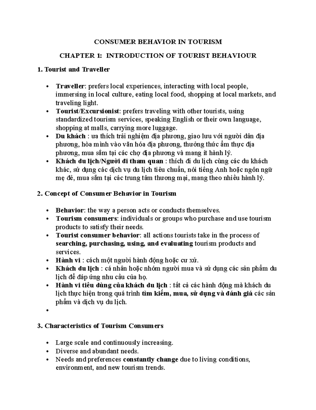 Consumer Behavior in Tourism: Chapter 1 - Introduction to Tourist ...