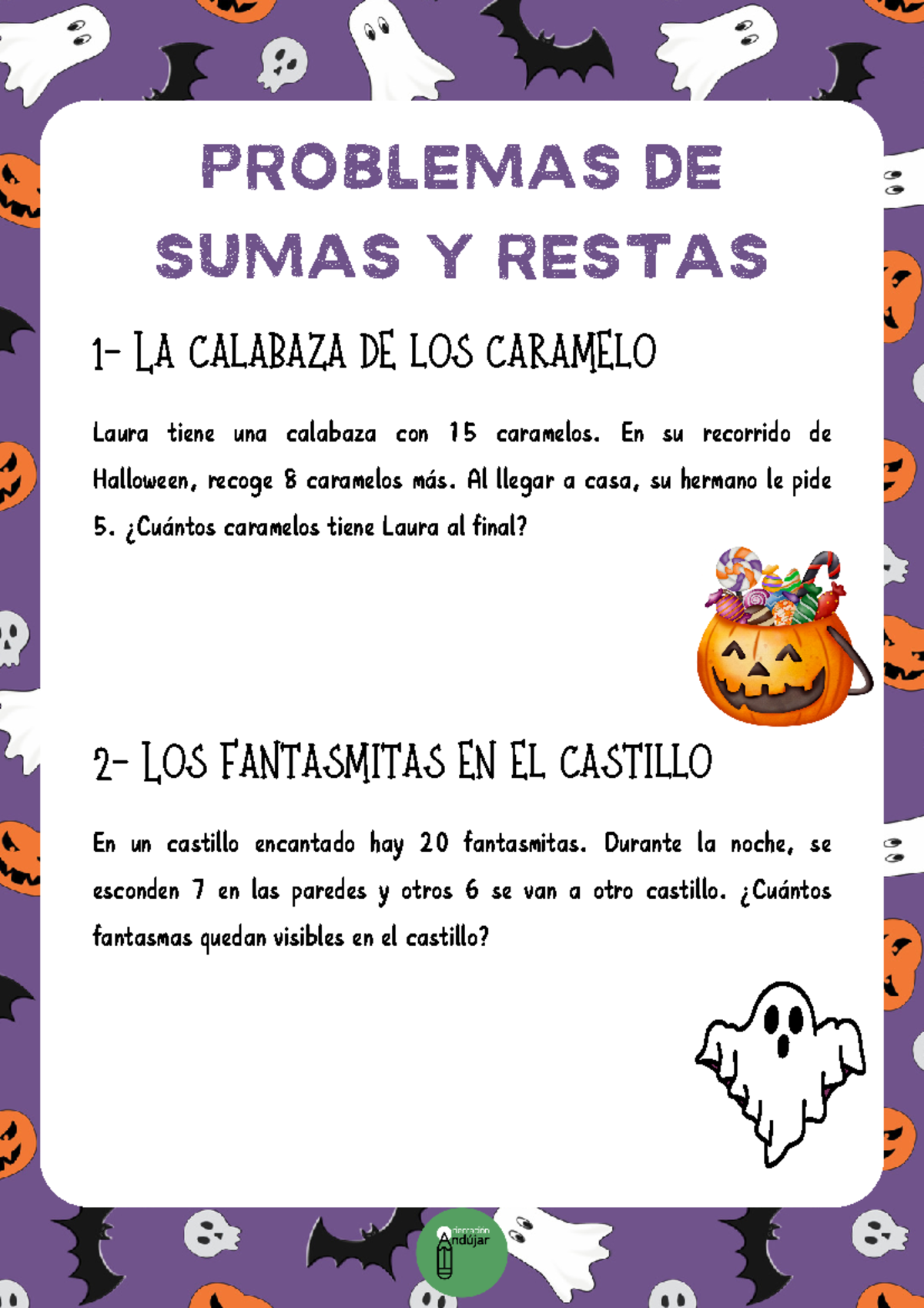Problemas Sumas Y Restas Especial Halloween - SUMAS Y RESTAS Laura ...