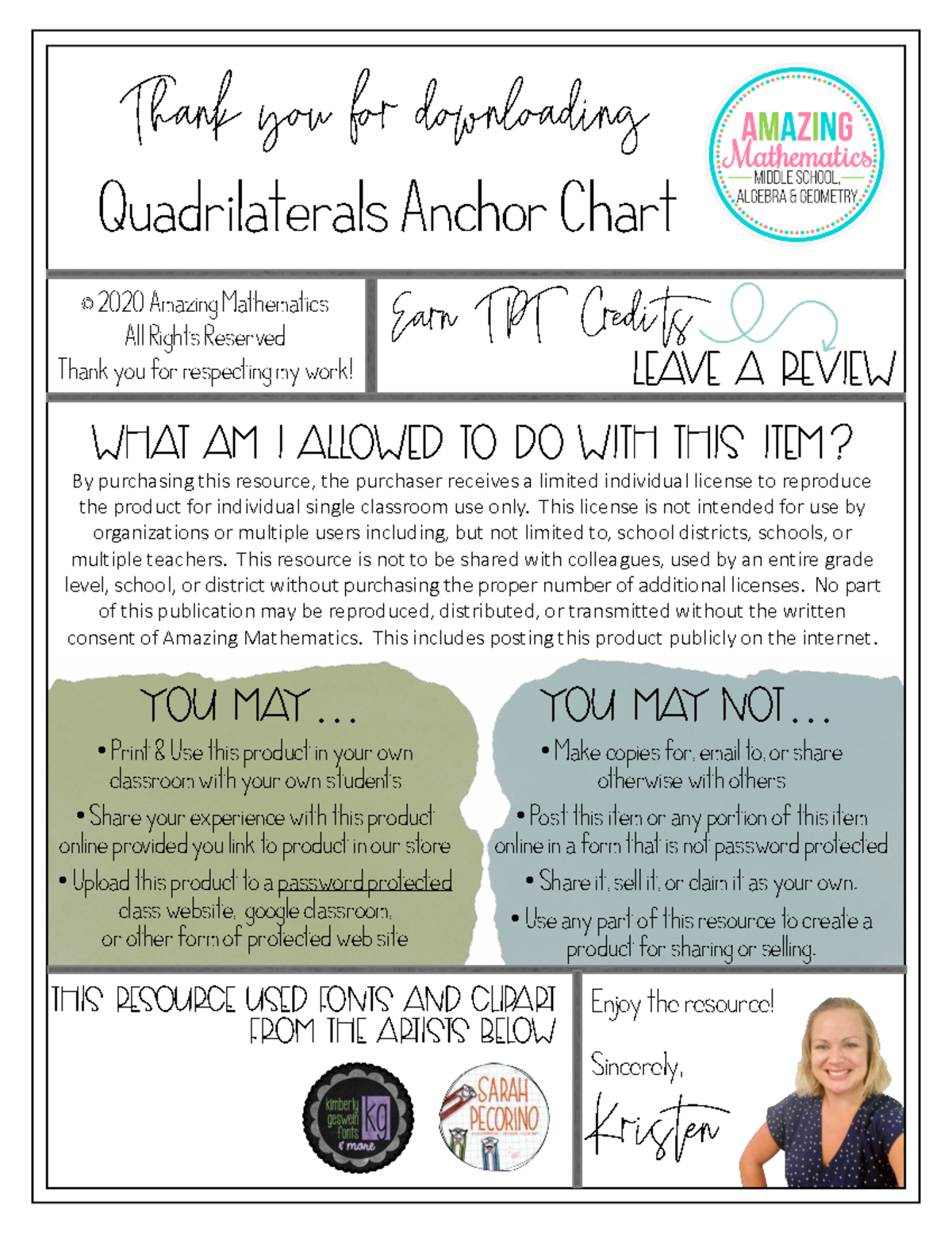 Quadrilateral Theorems & Classification Anchor Chart (2020) - Studocu