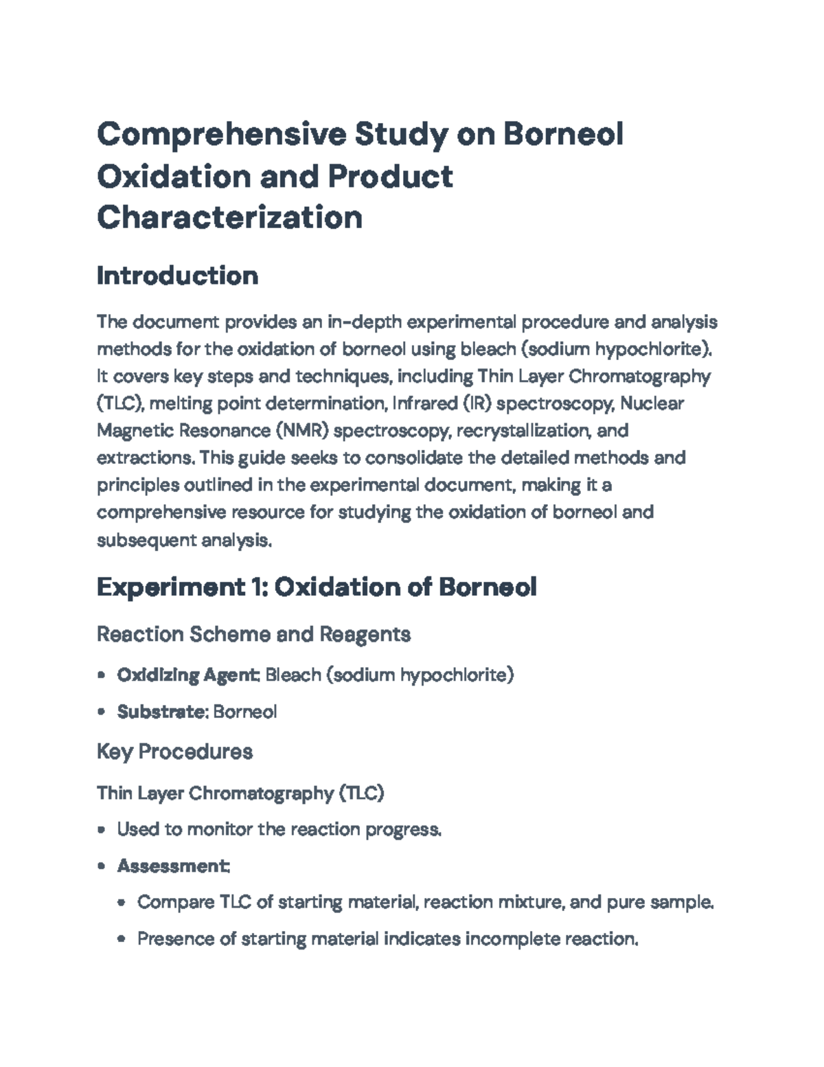 Oxidation of Borneol: Comprehensive Guide with Analytical Techniques ...