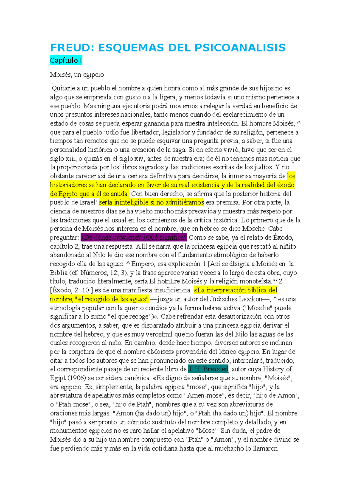 FREUD: ESQUEMAS DEL PSICOANÁLISIS - Capítulo I: Moisés, un egipcio ...