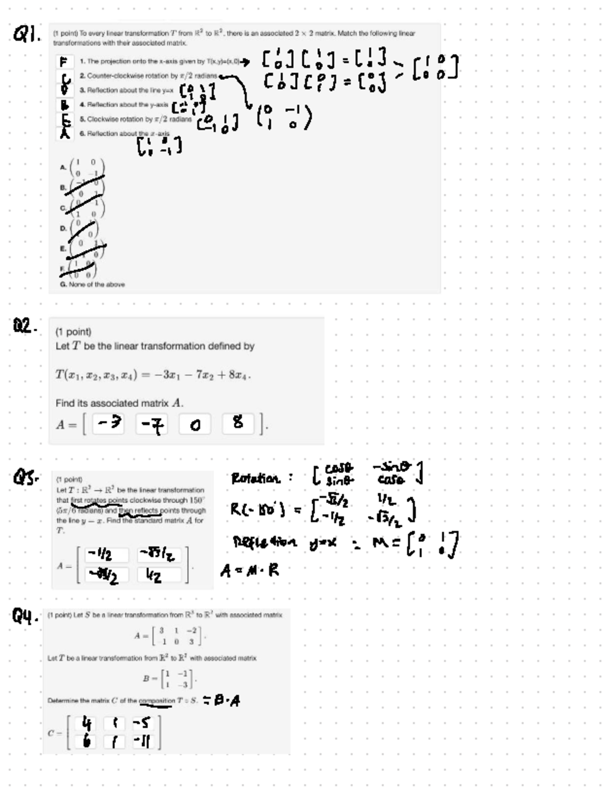 MATH ASG 3 - Linear Algebra 2 Homework on Linear Transformations - Studocu