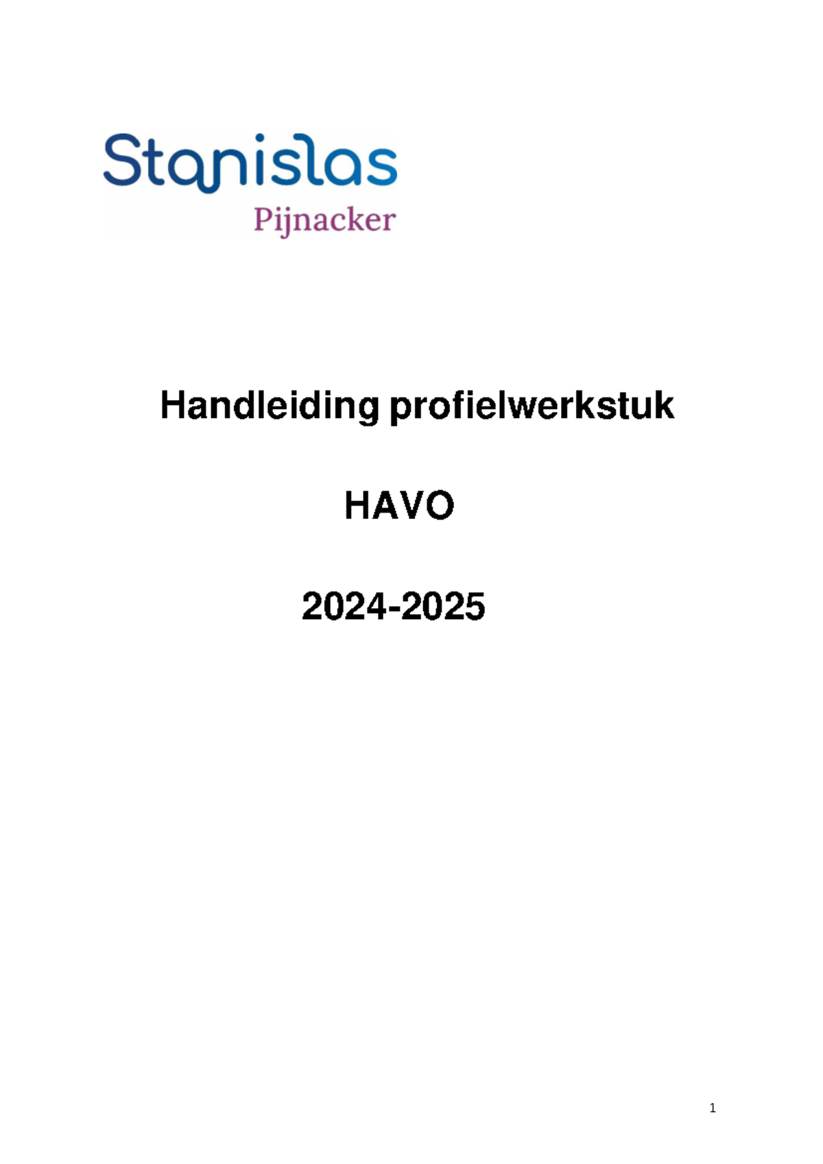 Handleiding Profielwerkstuk HAVO 2024-2025: Definitieve Versie - Studeersnel