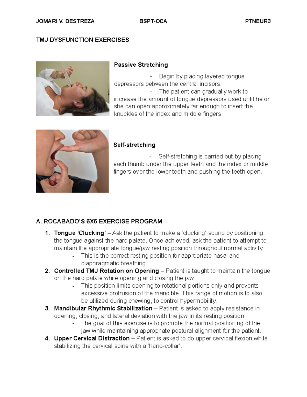 TMJ Disorders Exercise Guide: Effective Techniques and Stretches - Studocu