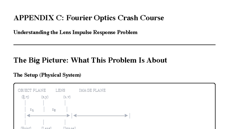 Appendix C: Fourier Optics Lens Impulse Response Overview - Studocu