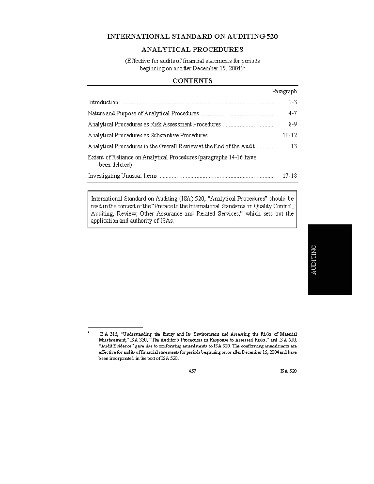 ISA 520 ANALTICAL PROCEDURES - AUDITING INTERNATIONAL STANDARD ON ...