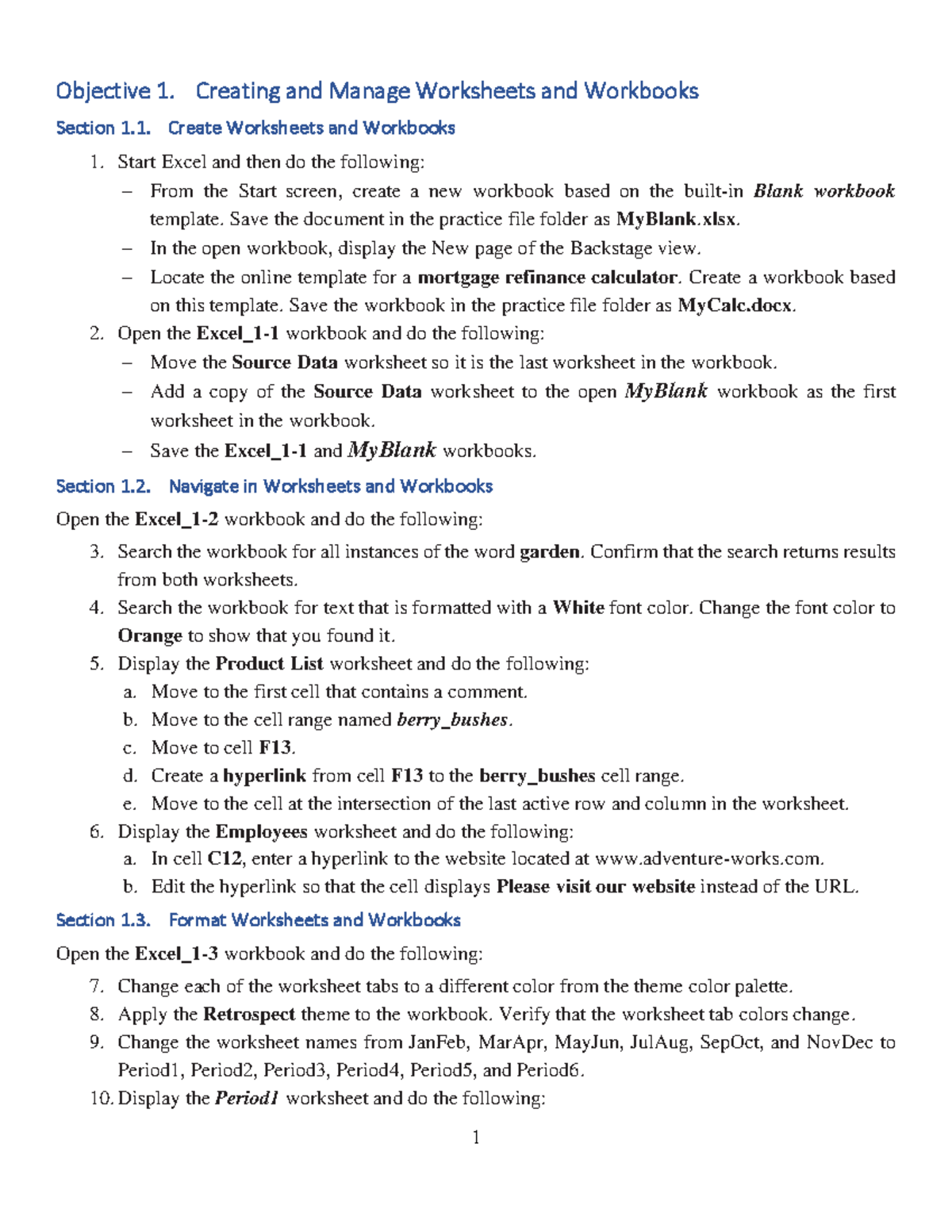 Excel 2016: Creating and Managing Worksheets & Workbooks Guide - Studocu