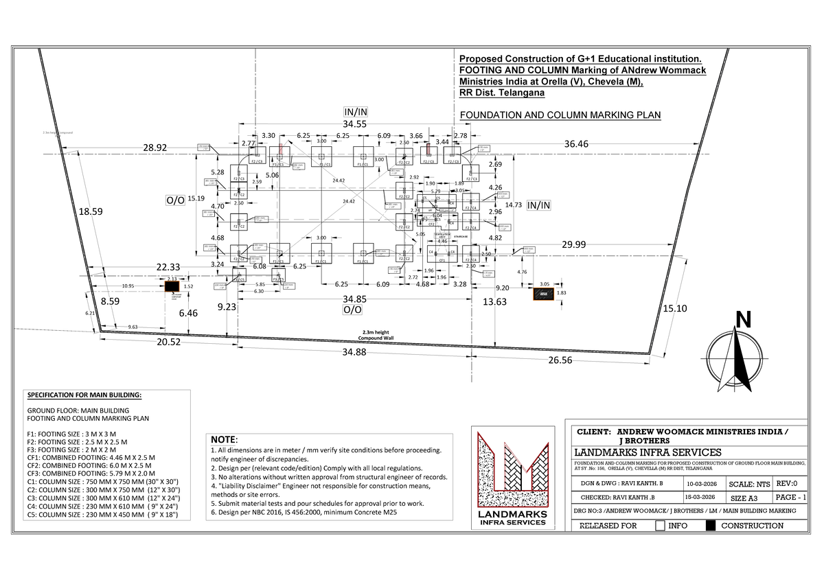 Proposed Construction Footing & Column Marking Plan for Main Building ...