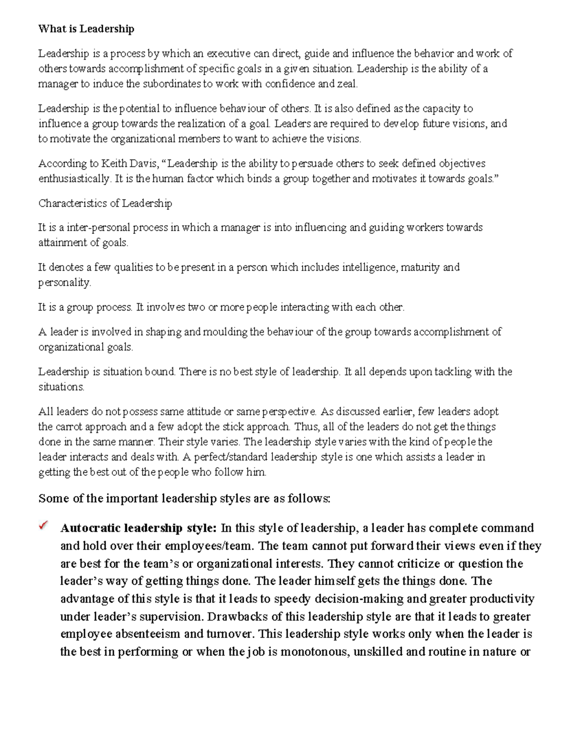 Module IV: Understanding Leadership and Its Styles - Studocu