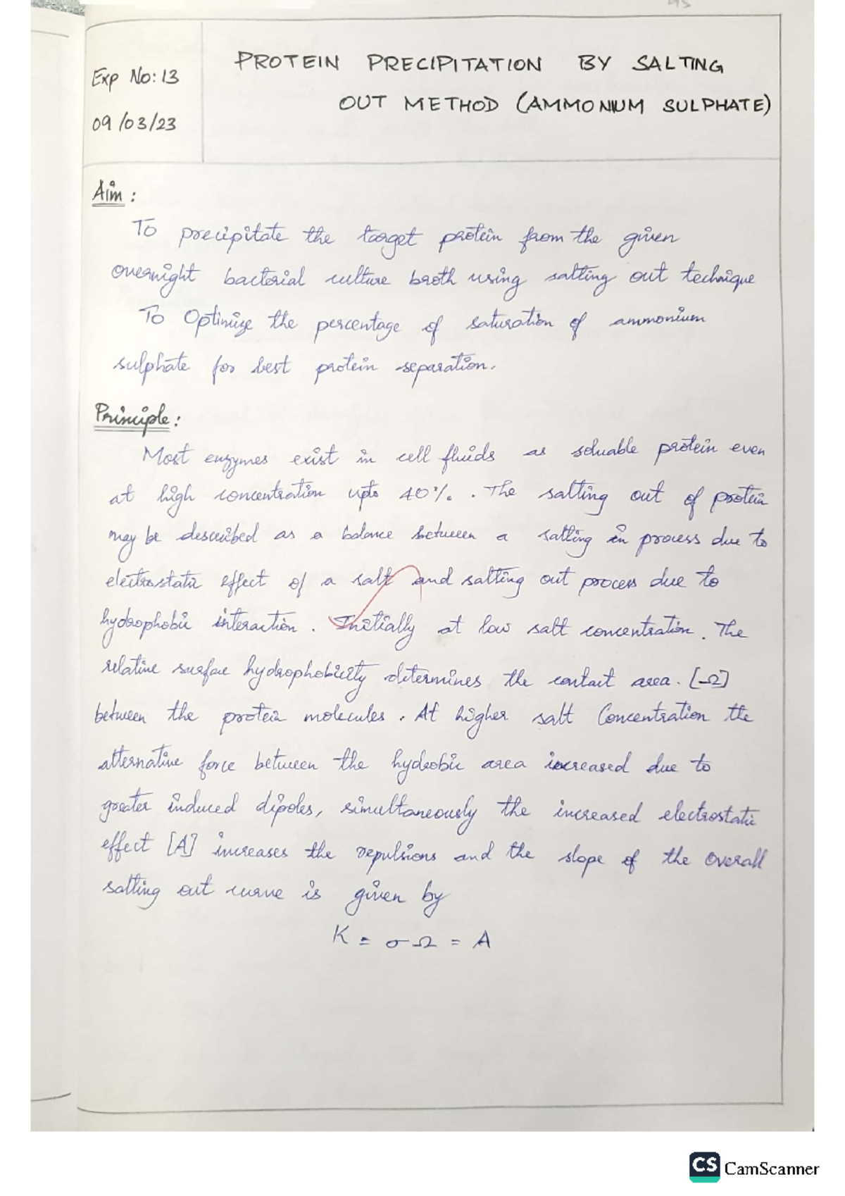 Protein Precipitation: Salting-Out Method (Exp 13) and Optimization ...