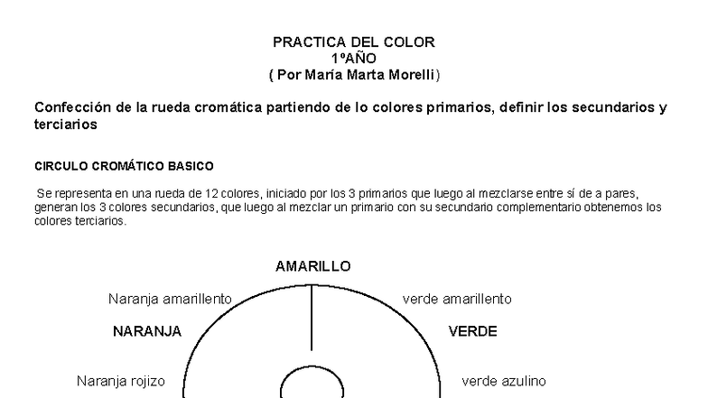 Teoría y Práctica del Color 1º Año: Rueda Cromática - Studocu