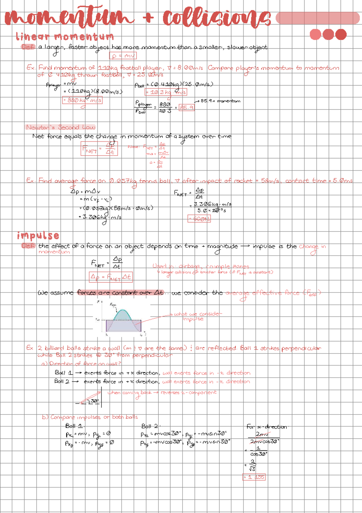 Momentum & Collisions - Notes. - PHY1321 - momentum + collisions linear ...