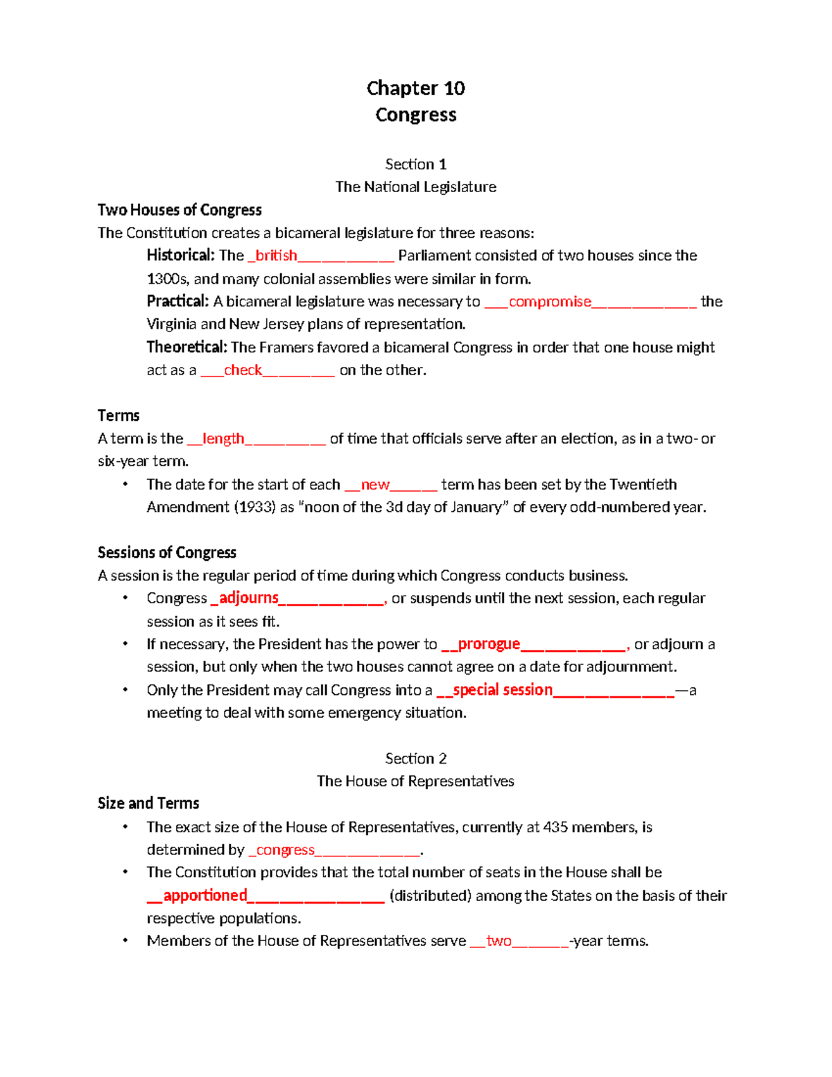 Nasha Young - Govt Chapter 10 Guided Notes - Chapter 10 Congress ...