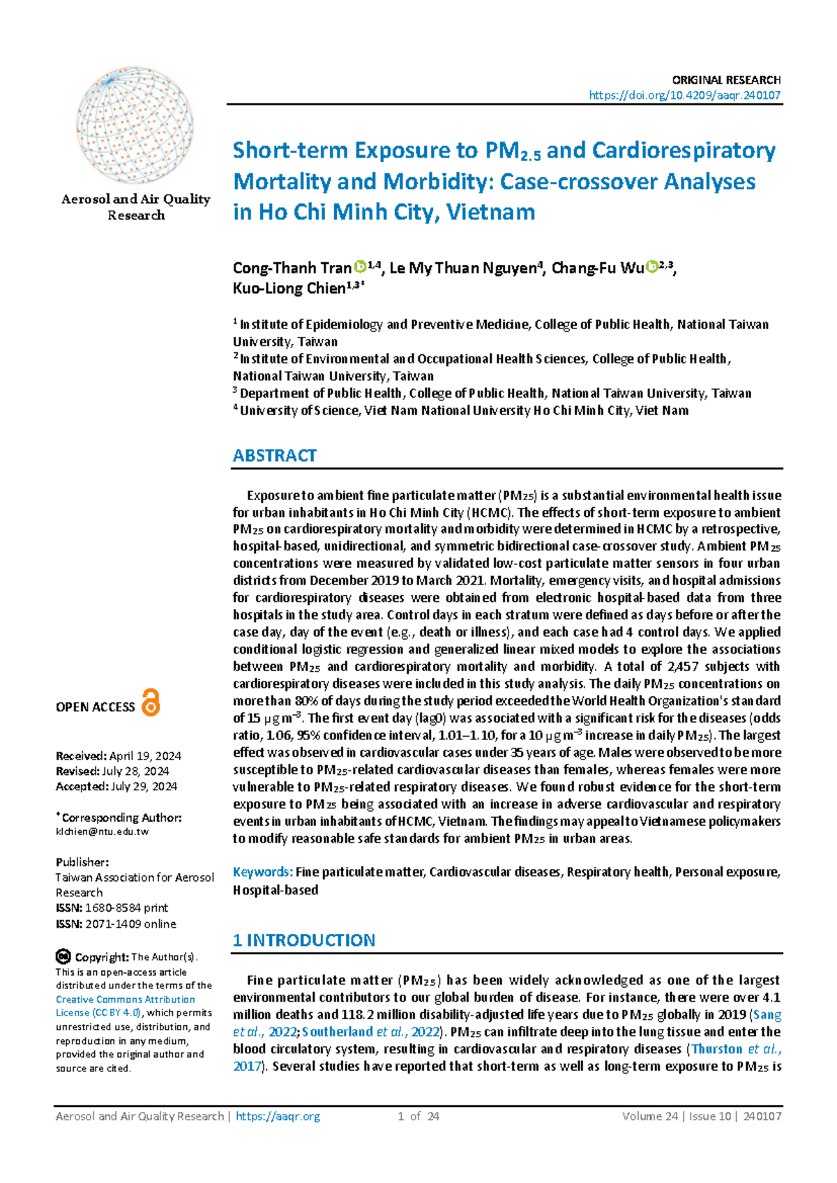 Aaqr-24-04-oa-0107: PM2.5 Exposure and Cardiorespiratory Health in HCMC ...