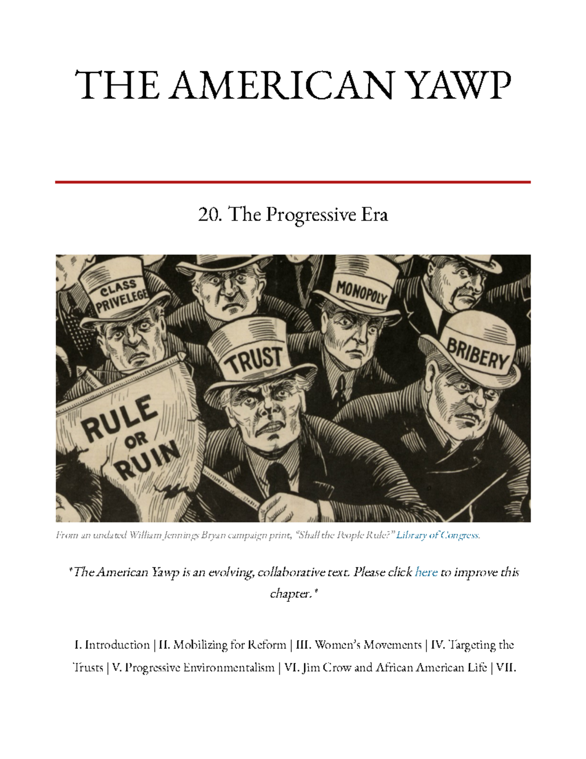 20. The Progressive Era: Analysis from THE American YAWP Document - Studocu