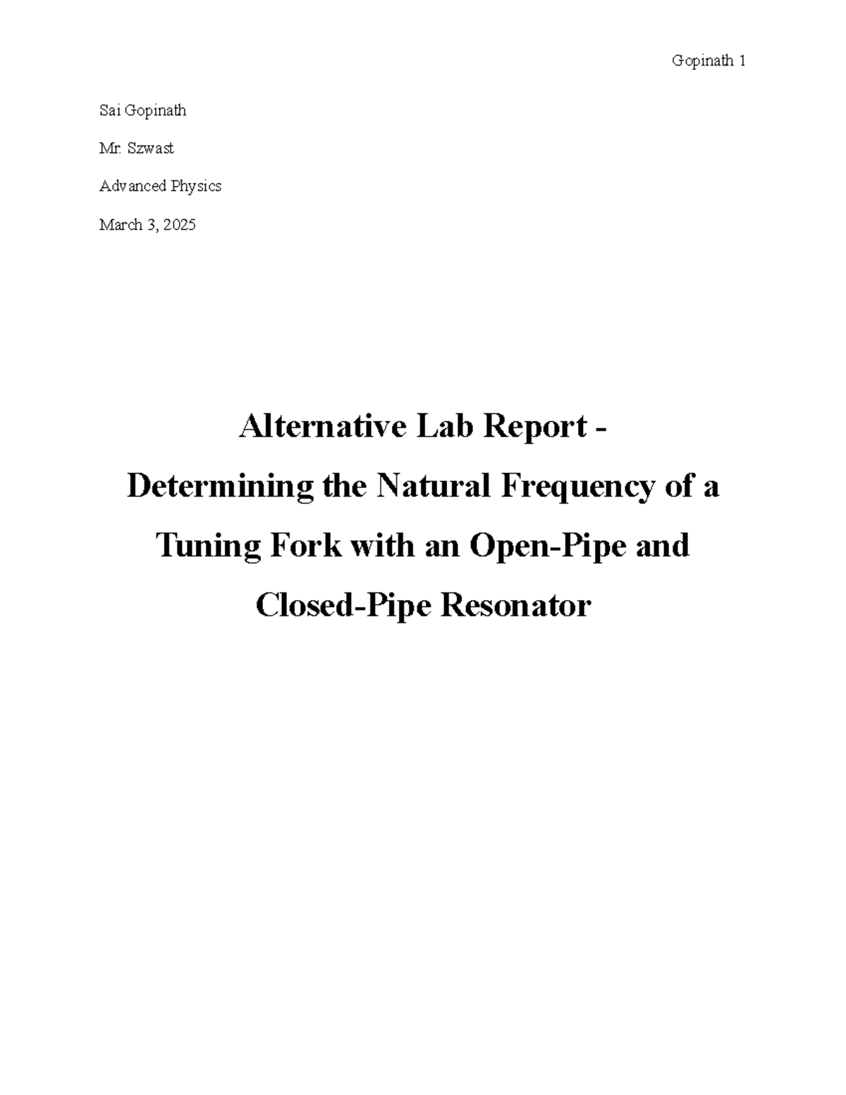 Lab Report: Natural Frequency of Tuning Forks (Course Code: 3) - Studocu