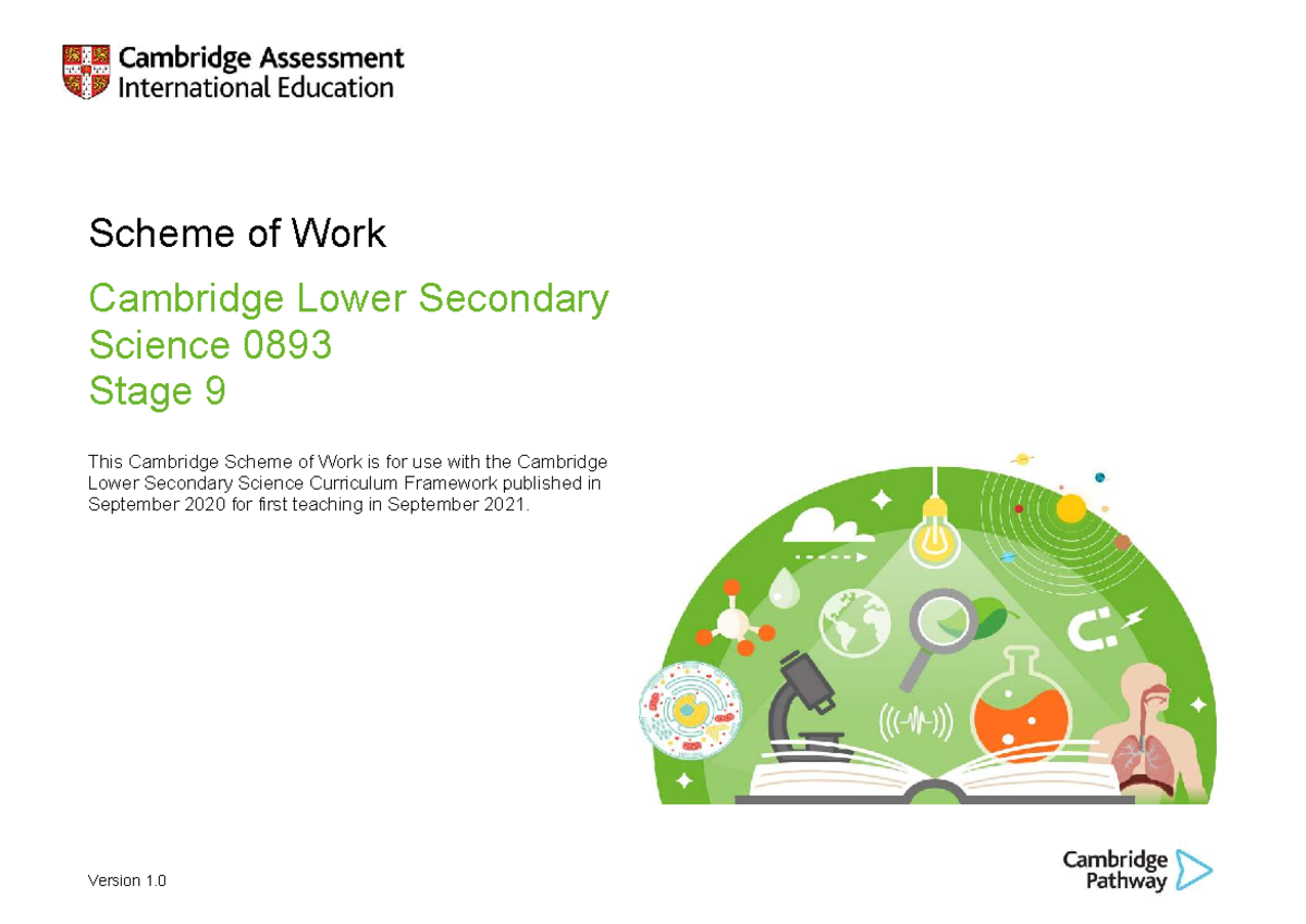 Cambridge Lower Secondary Science (0893) Stage 9 Scheme of Work - Studocu