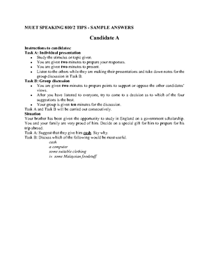 MUET Speaking - Lecture notes 3 - MUET Speaking: Present Your Ideas ...