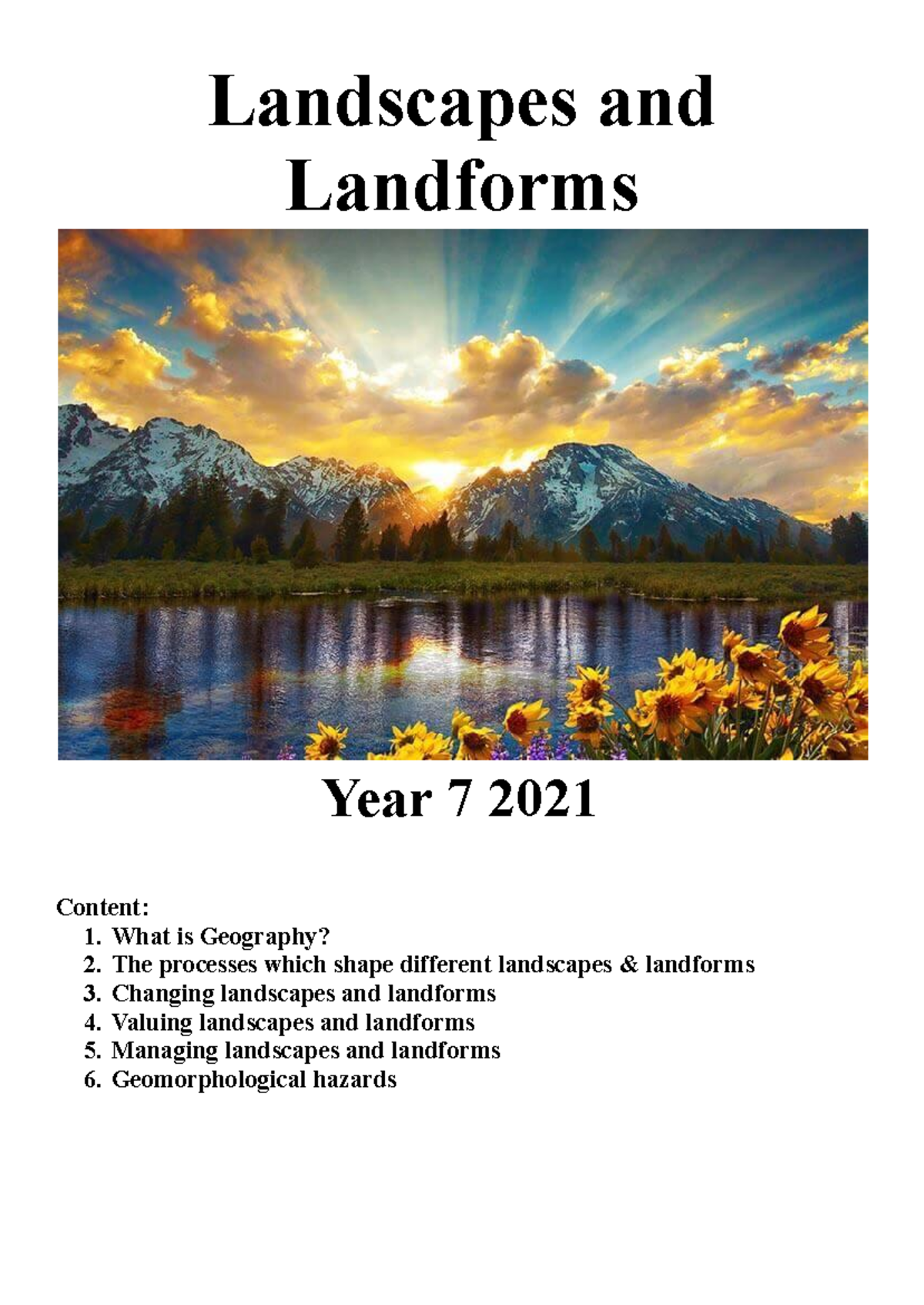 Yr7 GEO Landscapes & Landforms Workbook - Key Concepts and Activities ...