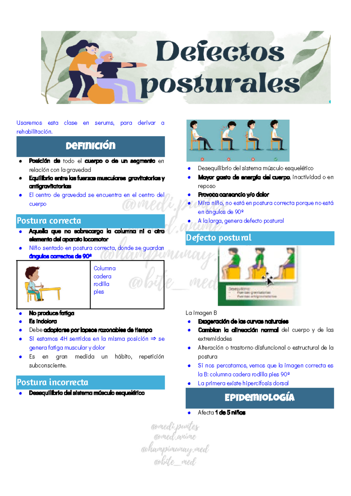 Defectos Posturales en Niños: Prevención y Rehabilitación - Studocu