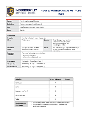 Maths PSMT Final - Unit 1 Topic 2: Functions and Graphs Year 11 IA Problem Solving and Modelling ...