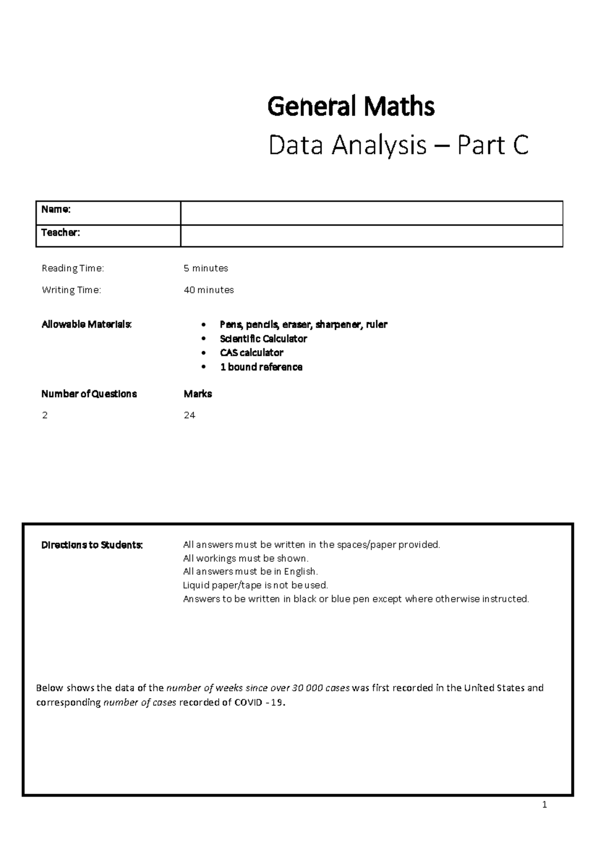 General Maths Data Analysis Part C - Practice SAC 4 Answers - Studocu