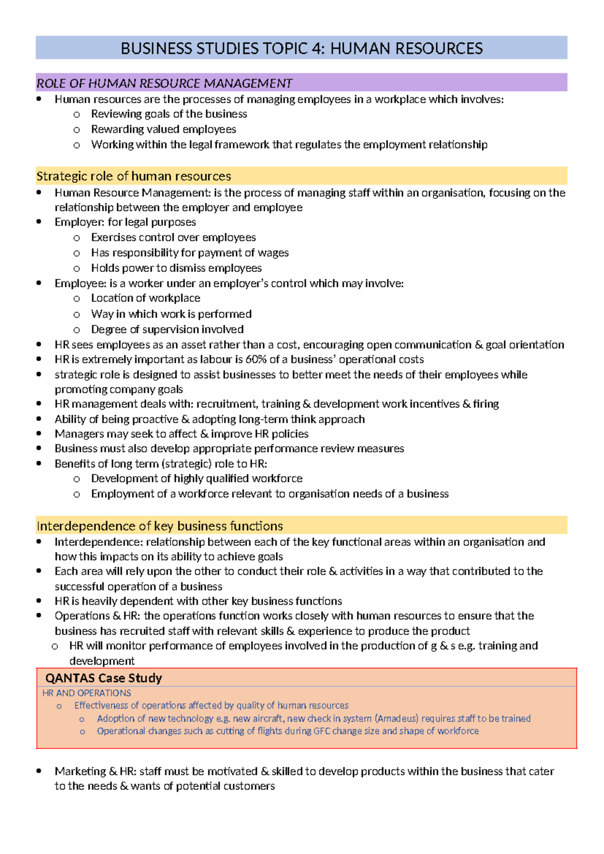 BUSINESS STUDIES 4: HUMAN RESOURCES MANAGEMENT STRATEGIES - Studocu
