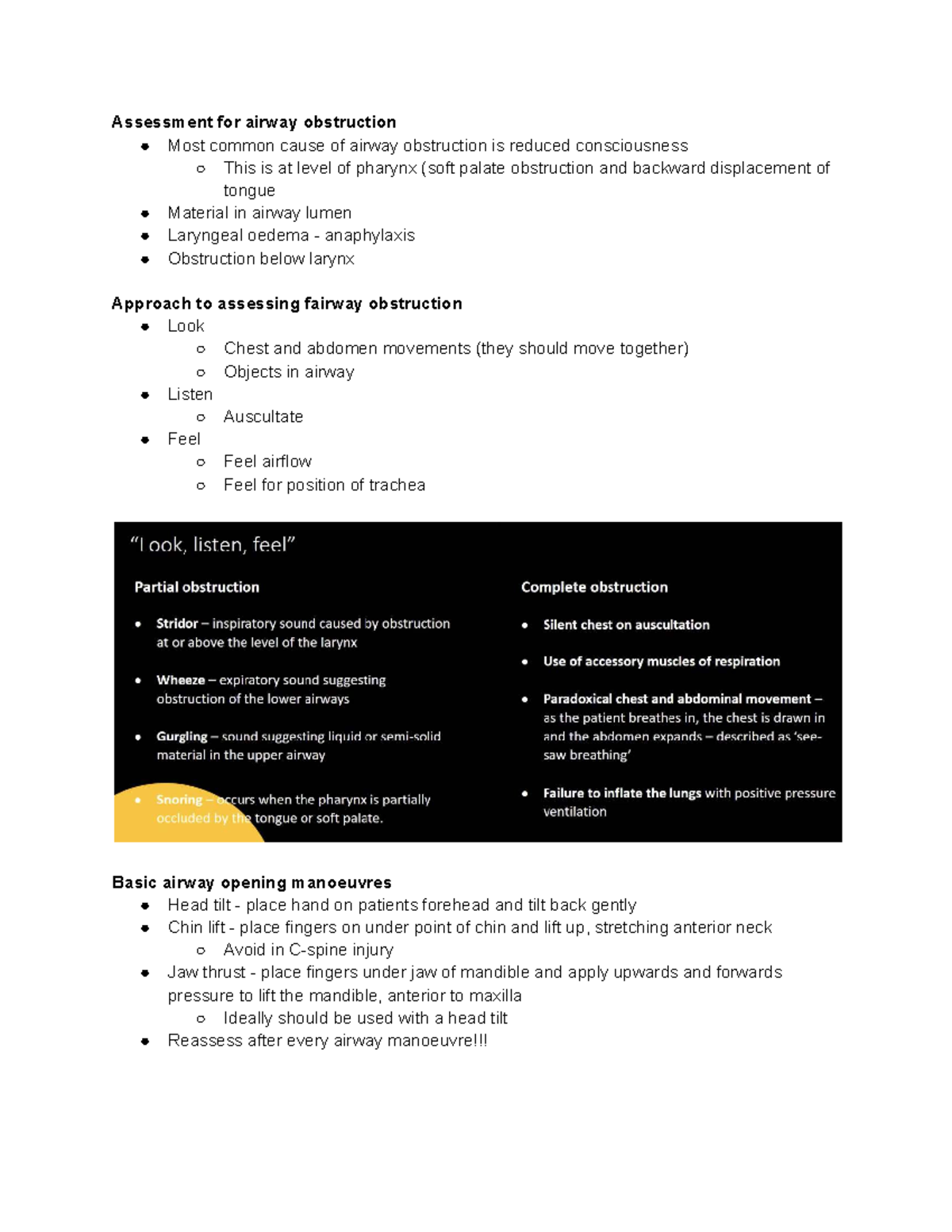 Advanced Life Support (ALS) - Airway Obstruction Assessment Guide - Studocu