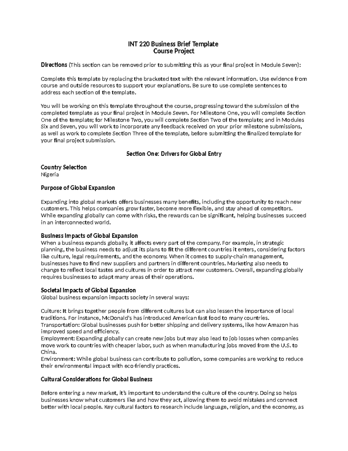 Module 5 update - INT 220 Business Brief Template Course Project ...