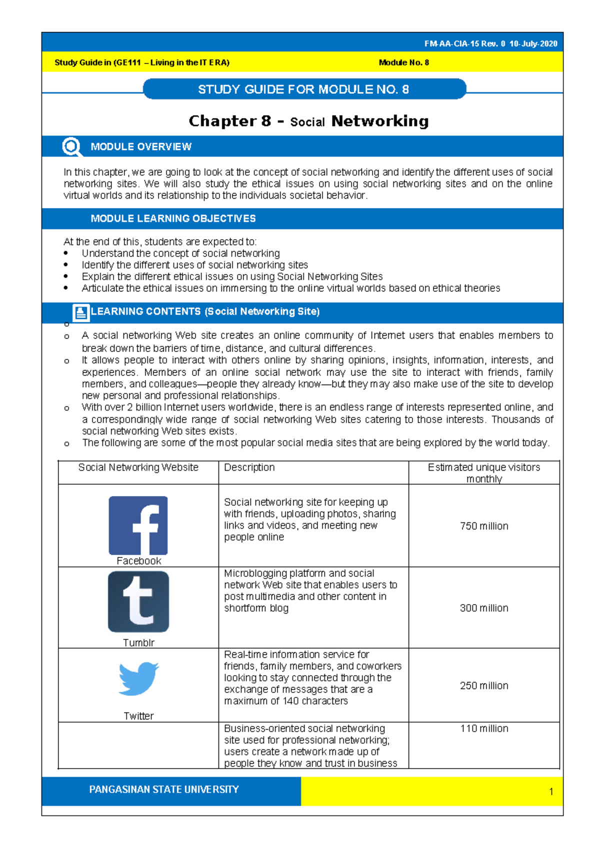 GEE-1 SG8 - hhh - STUDY GUIDE FOR MODULE NO. 8 PANGASINAN STATE ...