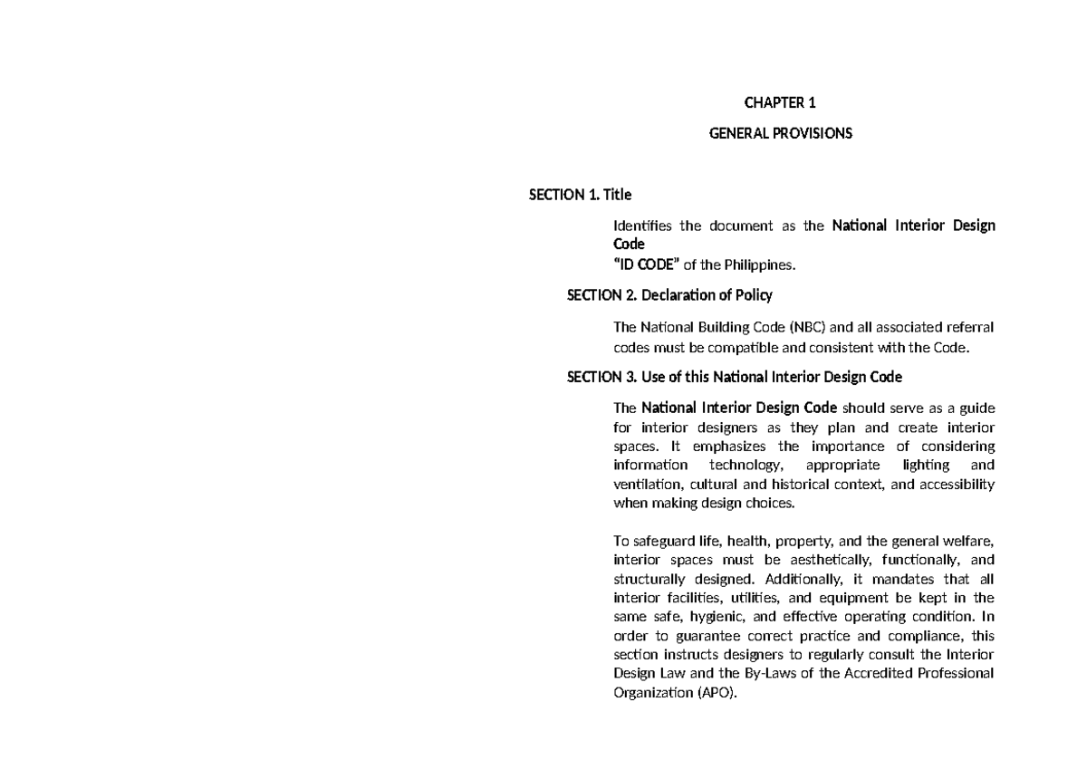 ID-CODE 1121: National Interior Design Code Overview and Provisions ...