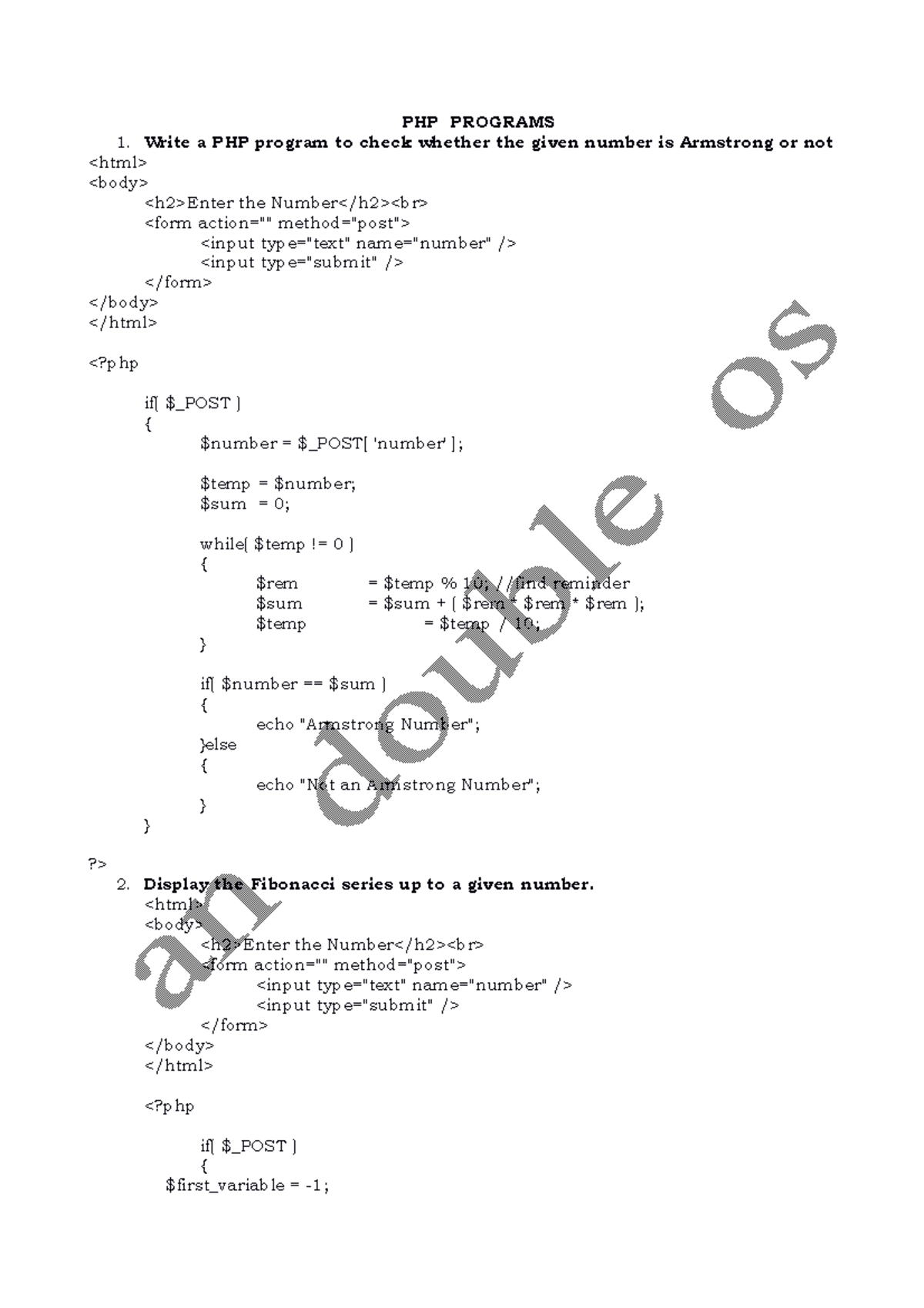 PHP Programs - - Studocu