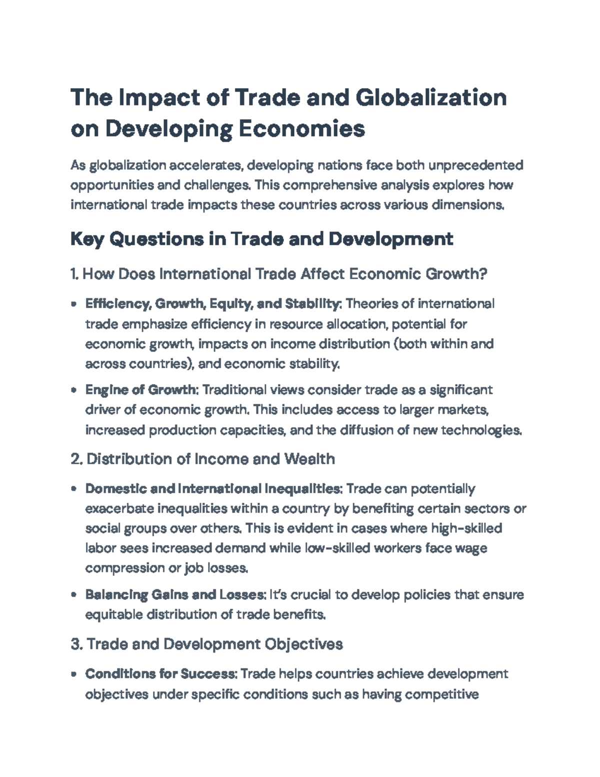Trade and Globalization: Impacts on Developing Economies - The Impact ...