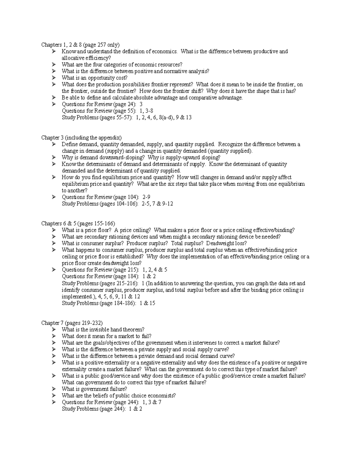 Economics Study Guide: Chapters 1, 2, 3, 5, 6 & 7 - Final Exam Insights ...