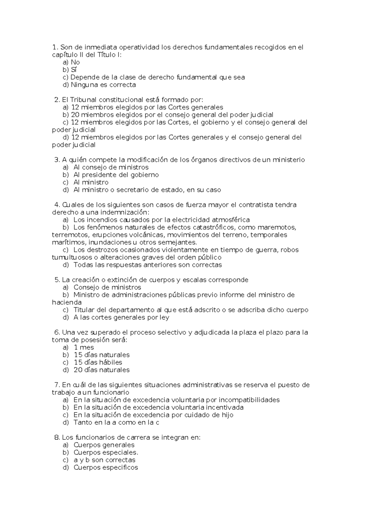 Test 115 - ADF: Derechos Fundamentales y Estructura del Gobierno - Studocu