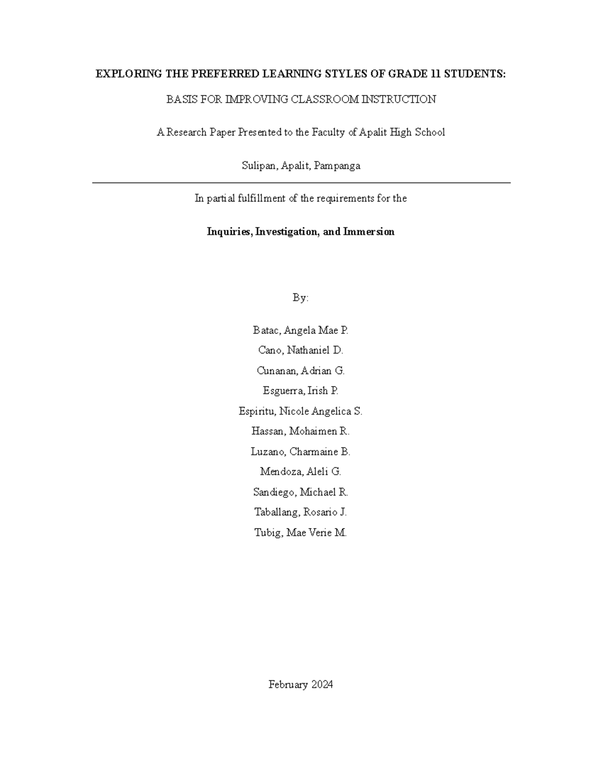 Learning-styles-draft - EXPLORING THE PREFERRED LEARNING STYLES OF ...