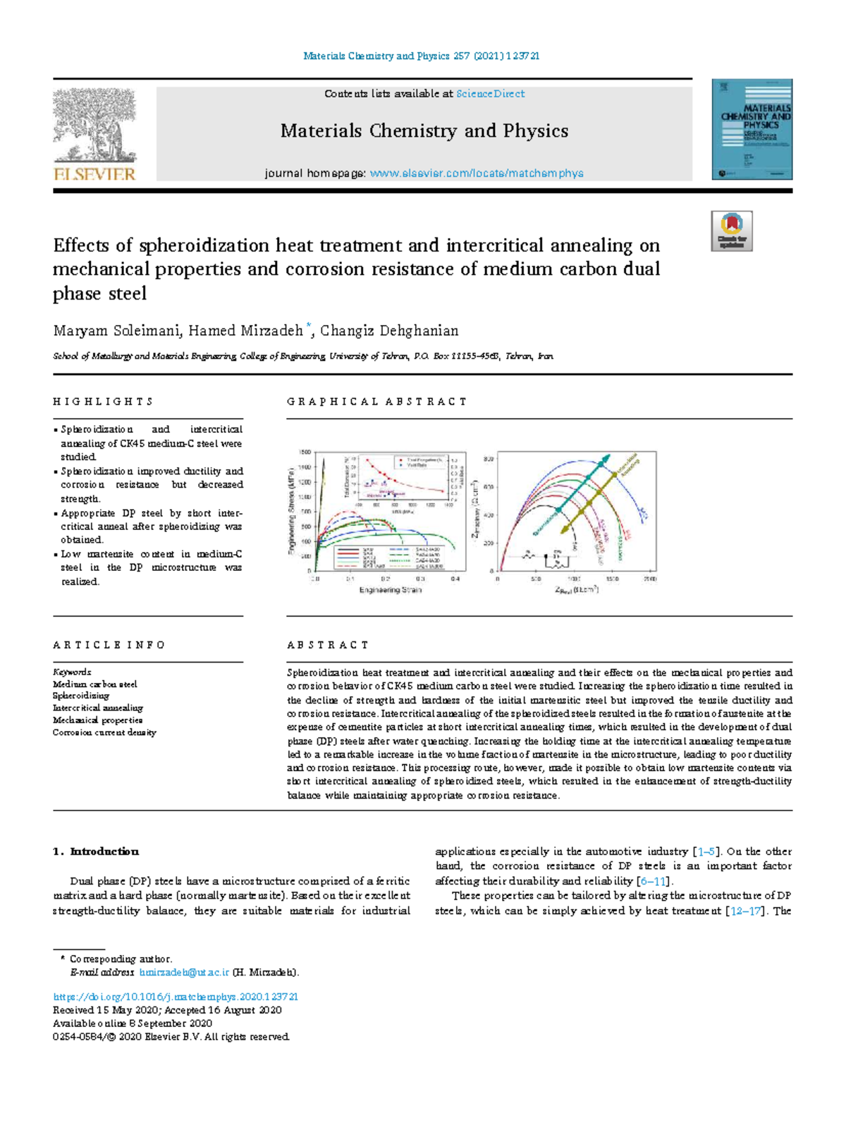 Effects of Spheroidization and Intercritical Annealing on CK45 Steel ...