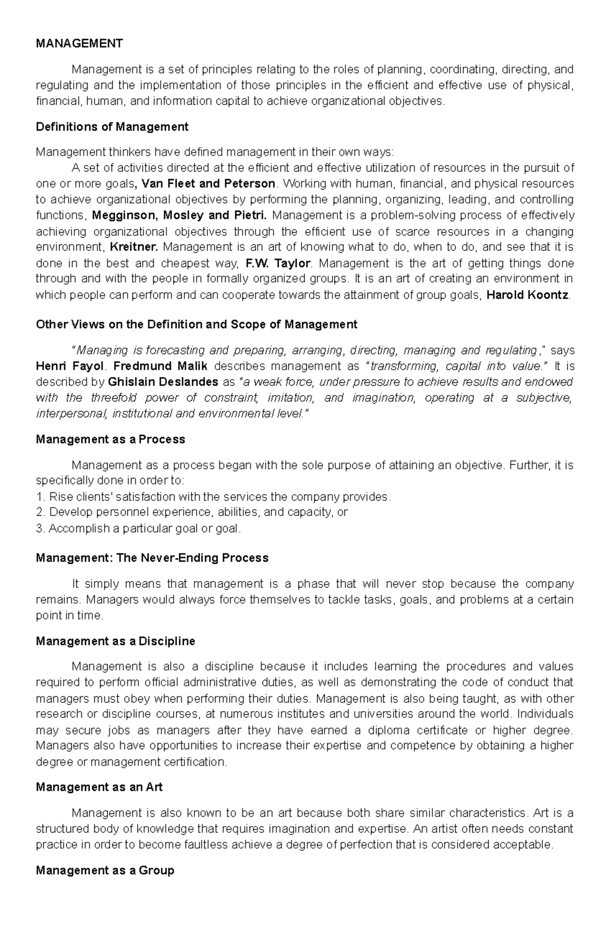 Management Principles and Roles in Criminology (MGT 101) - Studocu