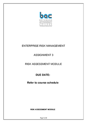 ERM 1 Assignment June-Dec 2024 - ENTERPRISE RISK MANAGEMENT ASSIGNMENT ...